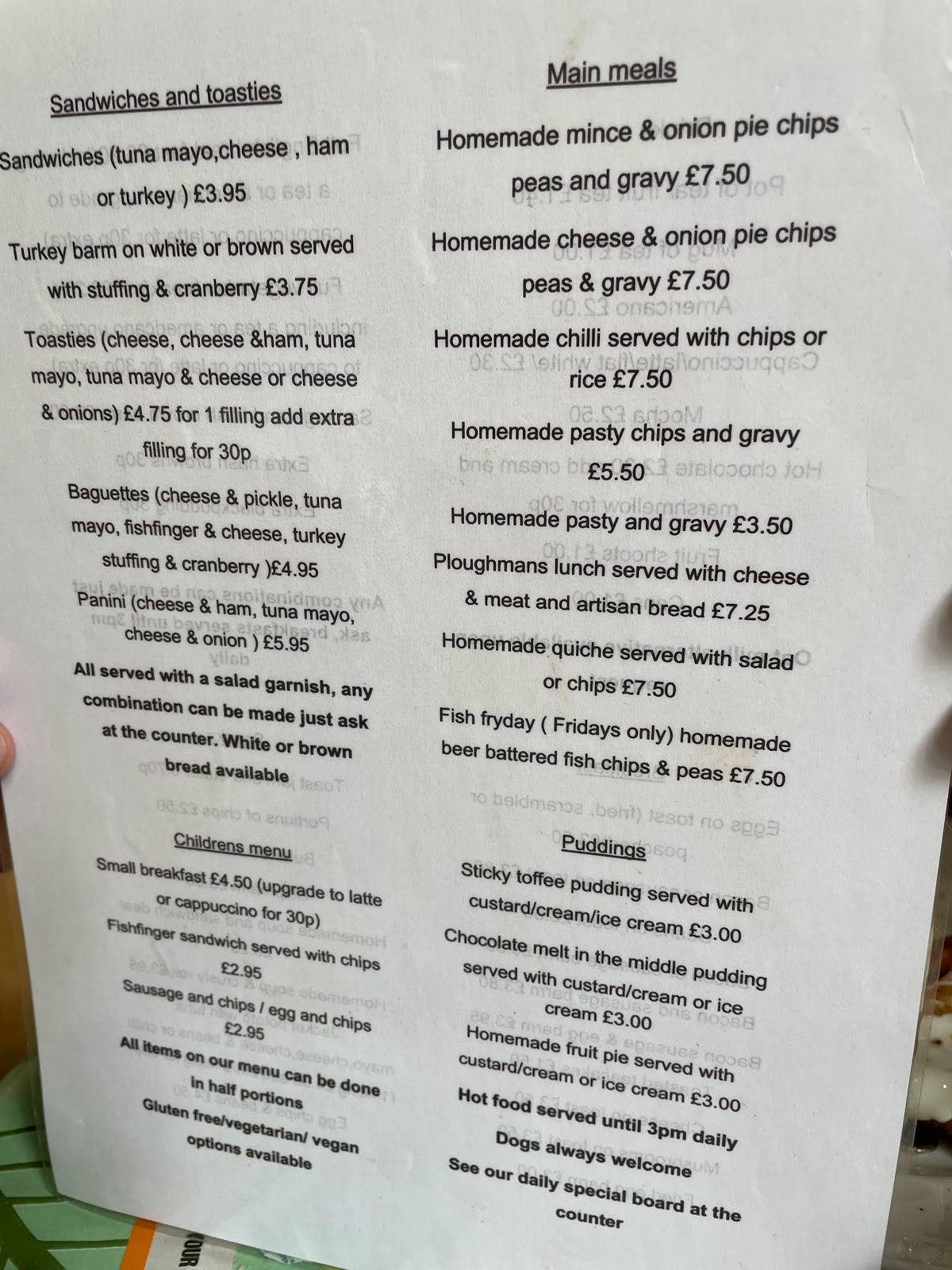 Menu at Rivington Village Green Tea Room cafe, Bolton