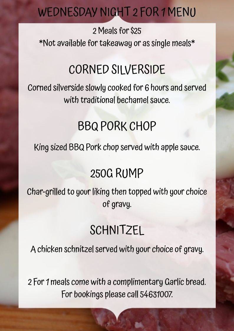 Menu at Boonah Tavern - formerly Simon's pub & bar, Boonah