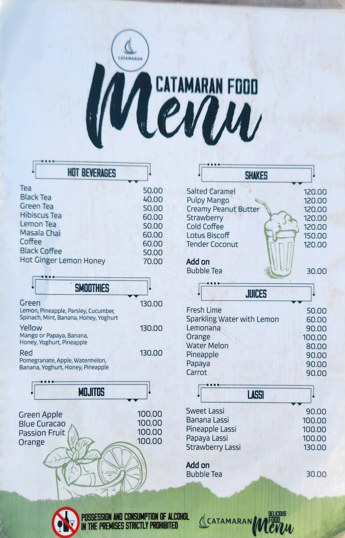 Menu at Cafe Catamaran, Alappuzha, Canal Ward