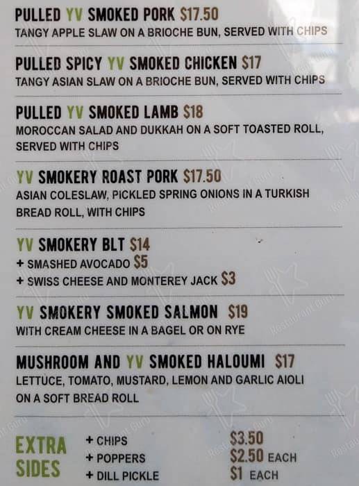 Menu at Yarra Valley Smokery cafe, Lilydale
