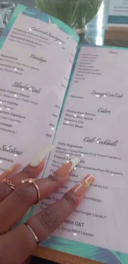 Menu at Cielo Restaurant, Benoni