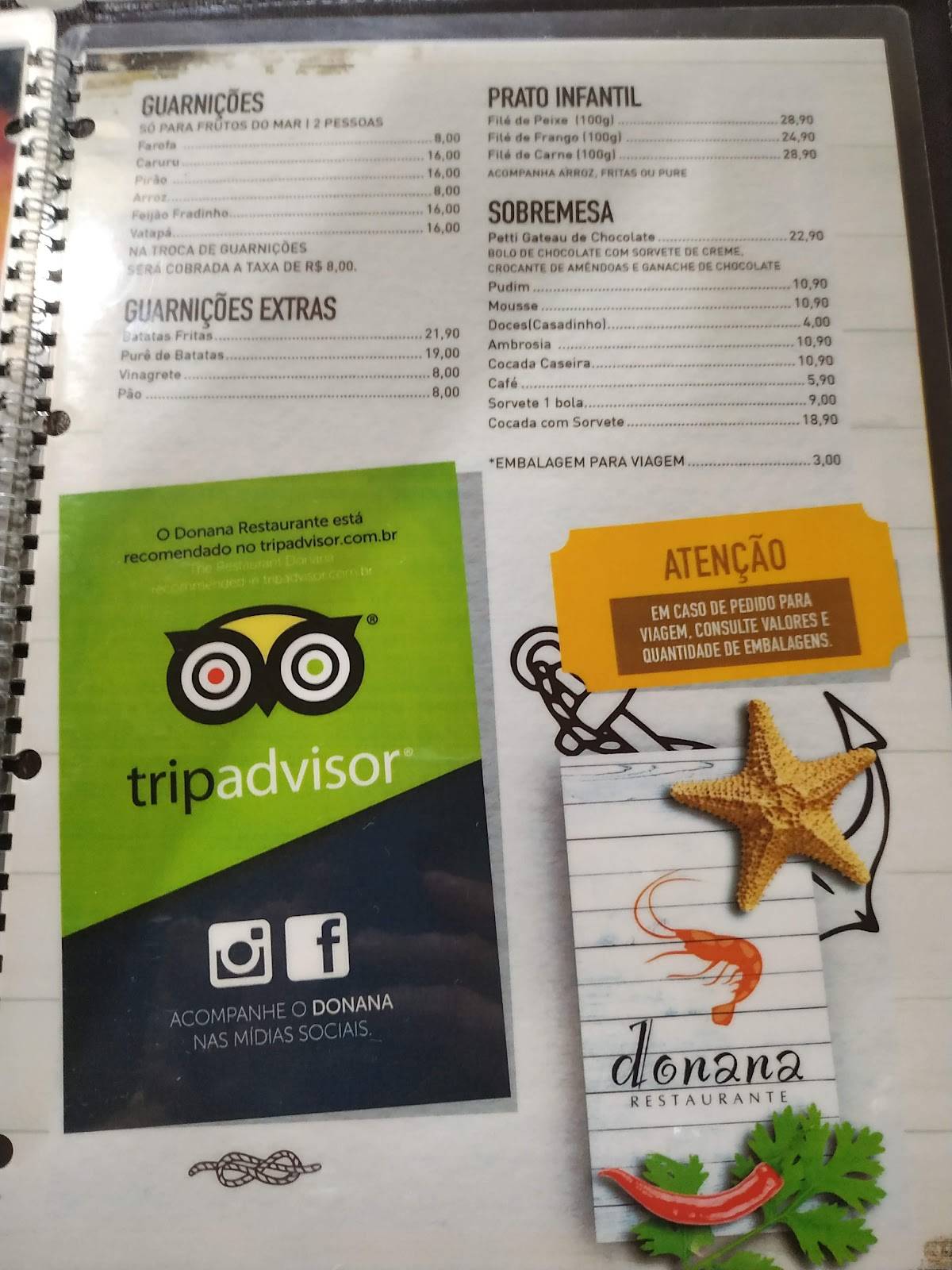 Menu em Restaurante Donana - Brotas, Salvador, Av. Teixeira Barros