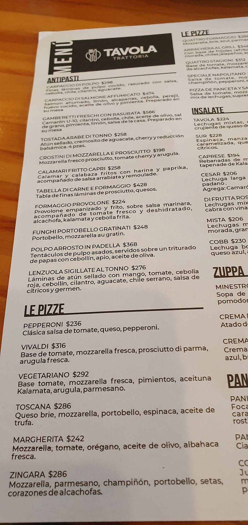 Menu at Devoralia restaurant, Mexicali, Calz. Cetys 1950