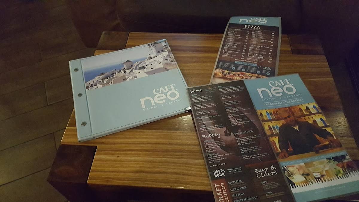 Menu at Café Neo restaurant, East London