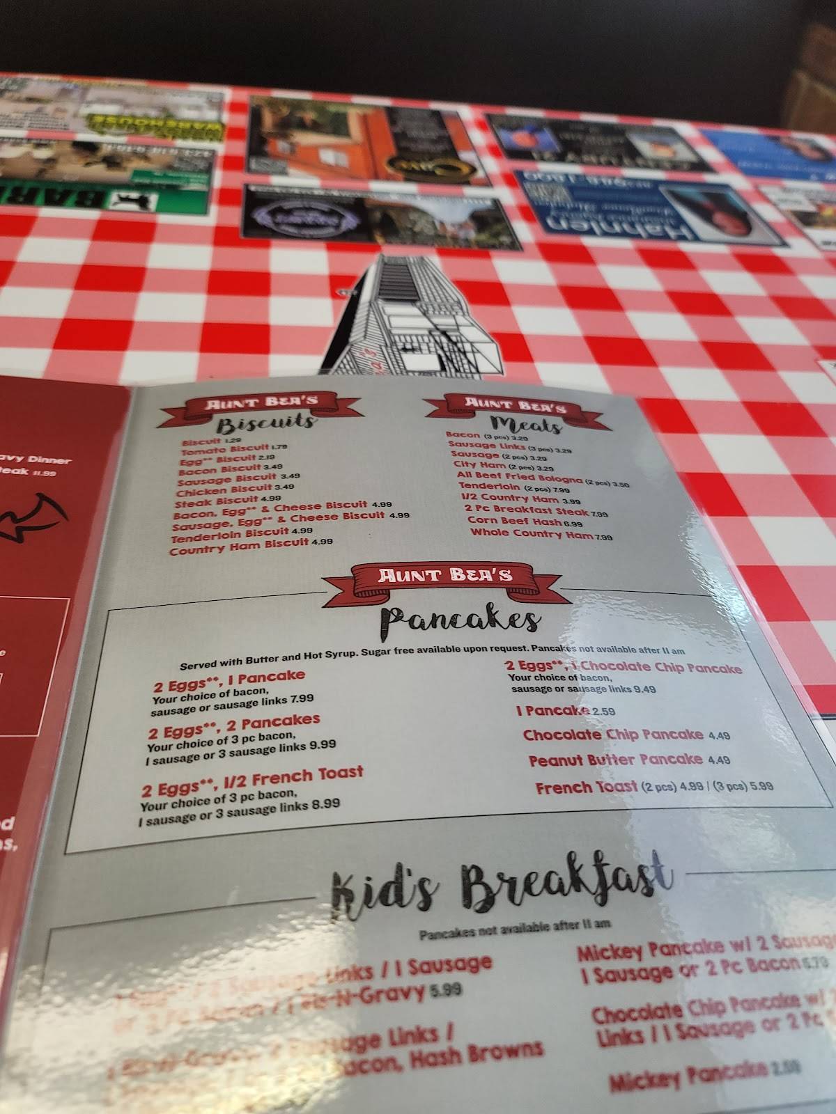 Menu at Aunt Bea's Home Cooking restaurant, Greeneville