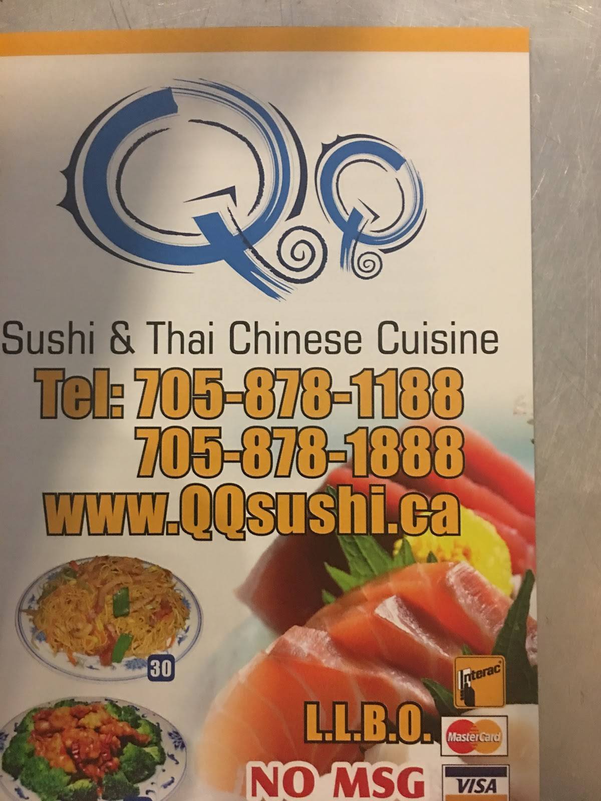 Menu at QQ Sushi restaurant, Lindsay