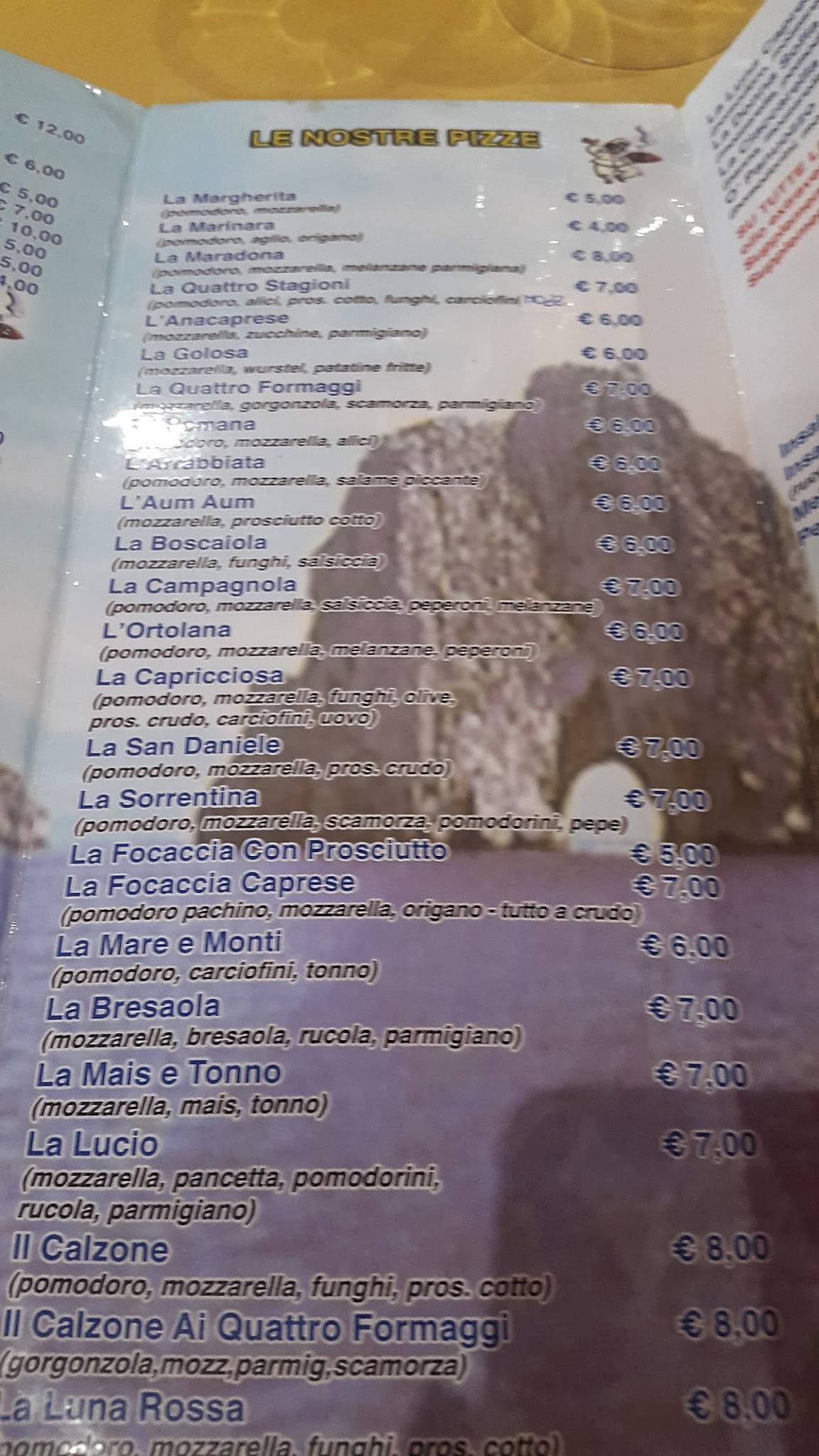 Menu da Luna Caprese ristorante, Cave