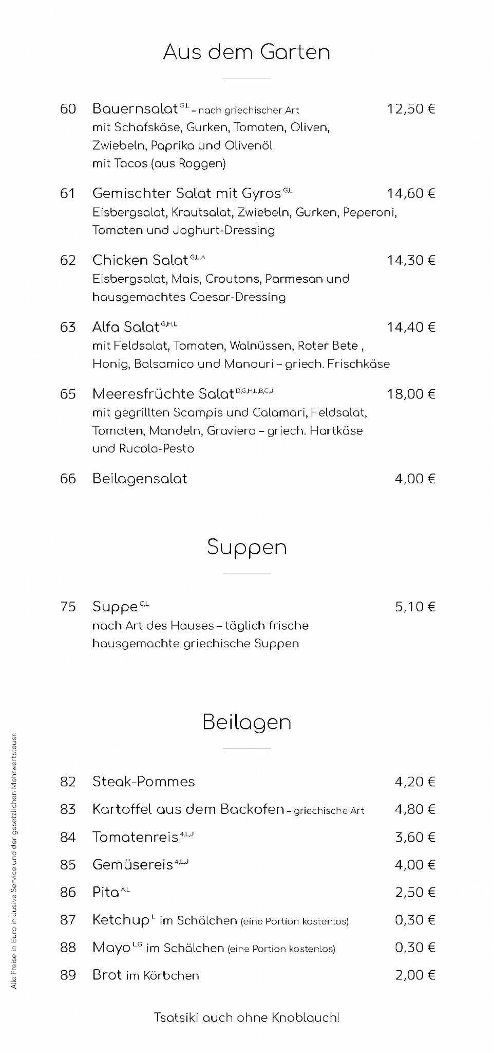 Speisekarte von ALFA - Echte griechische Küche restaurant, Weiden in ...