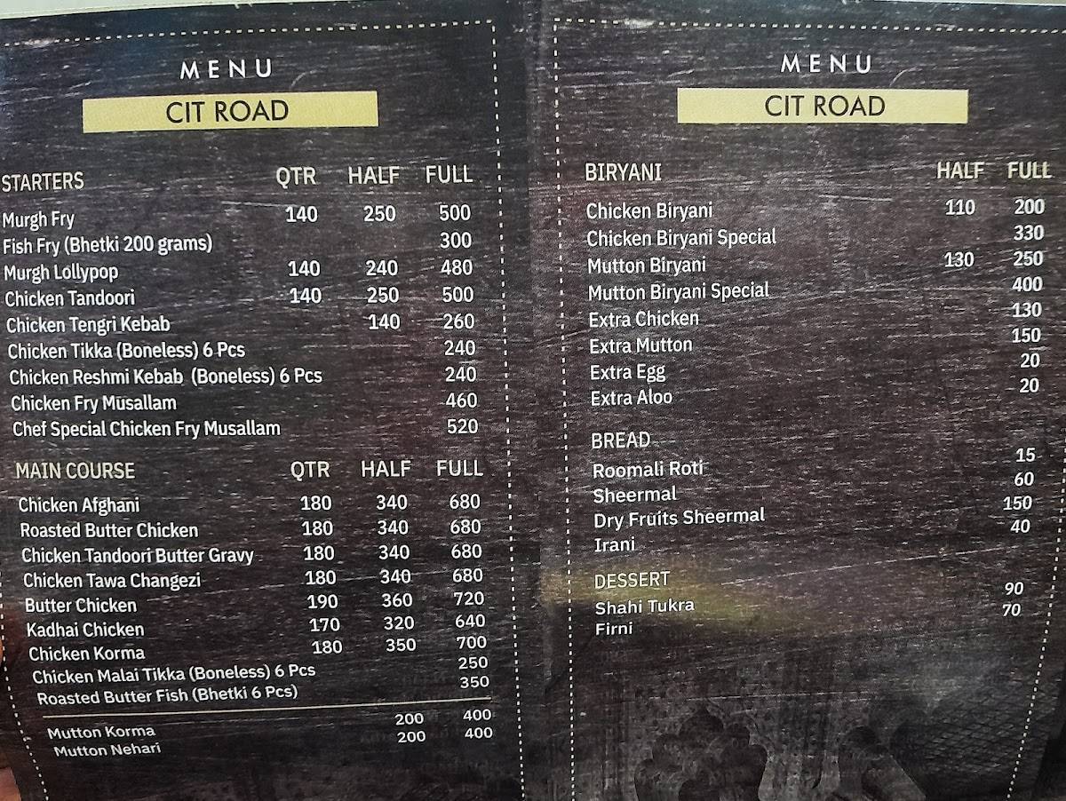 Menu at Dilli 6, Kolkata, 16