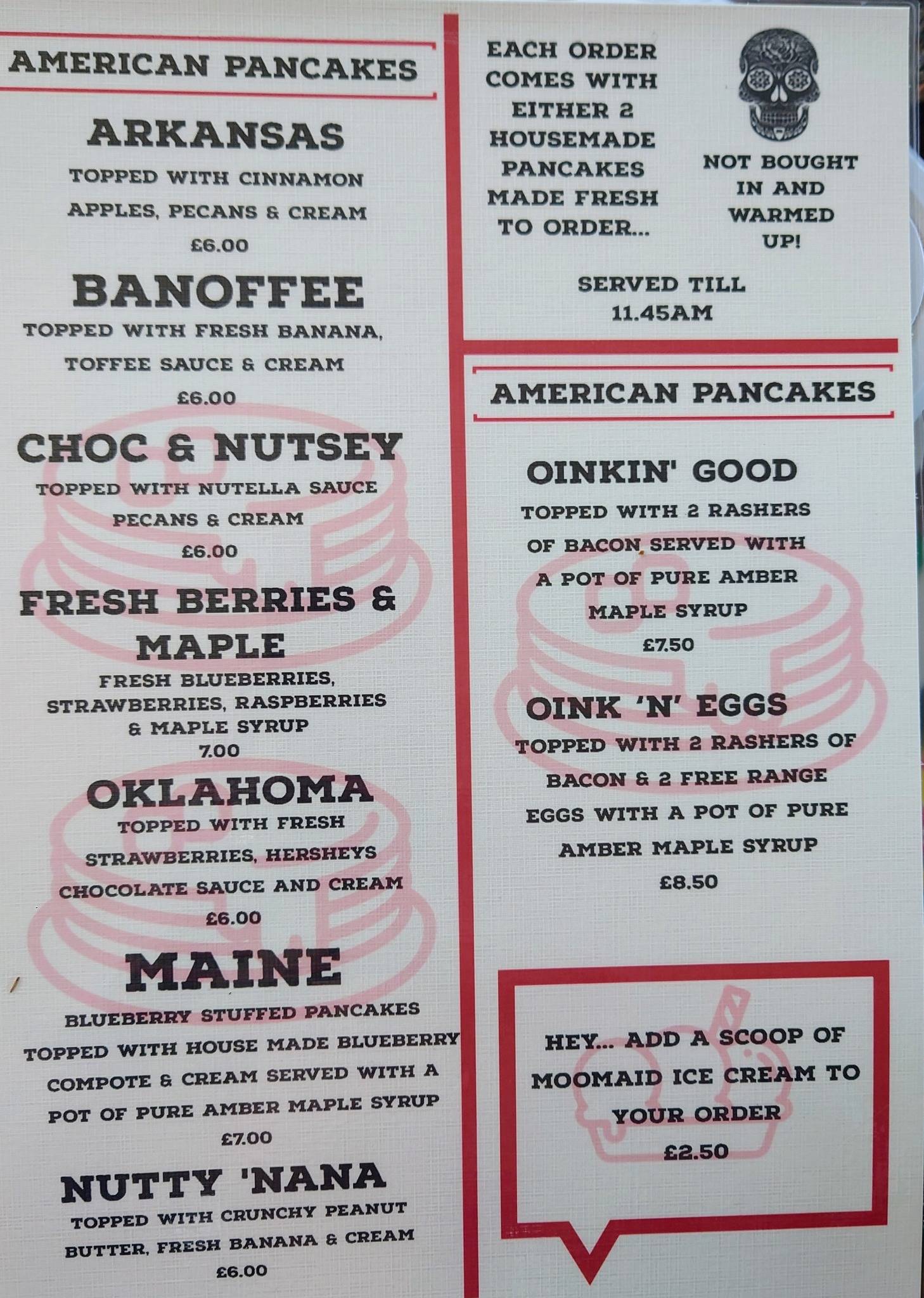 Menu at Inkie's Smokehouse restaurant, Liskeard