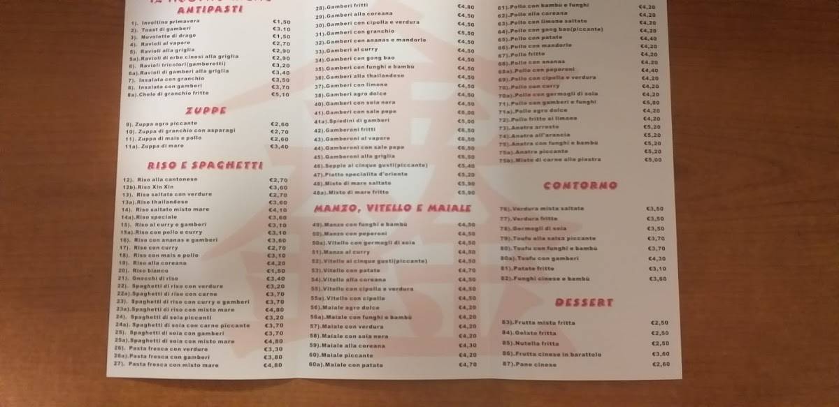 Carta del restaurante Rosticceria Xin Xin, San Giovanni in Persiceto