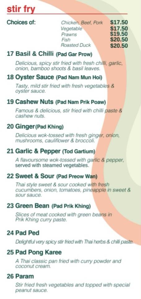 Menu at Aluntum Thai Take Away fast food, Samford Village