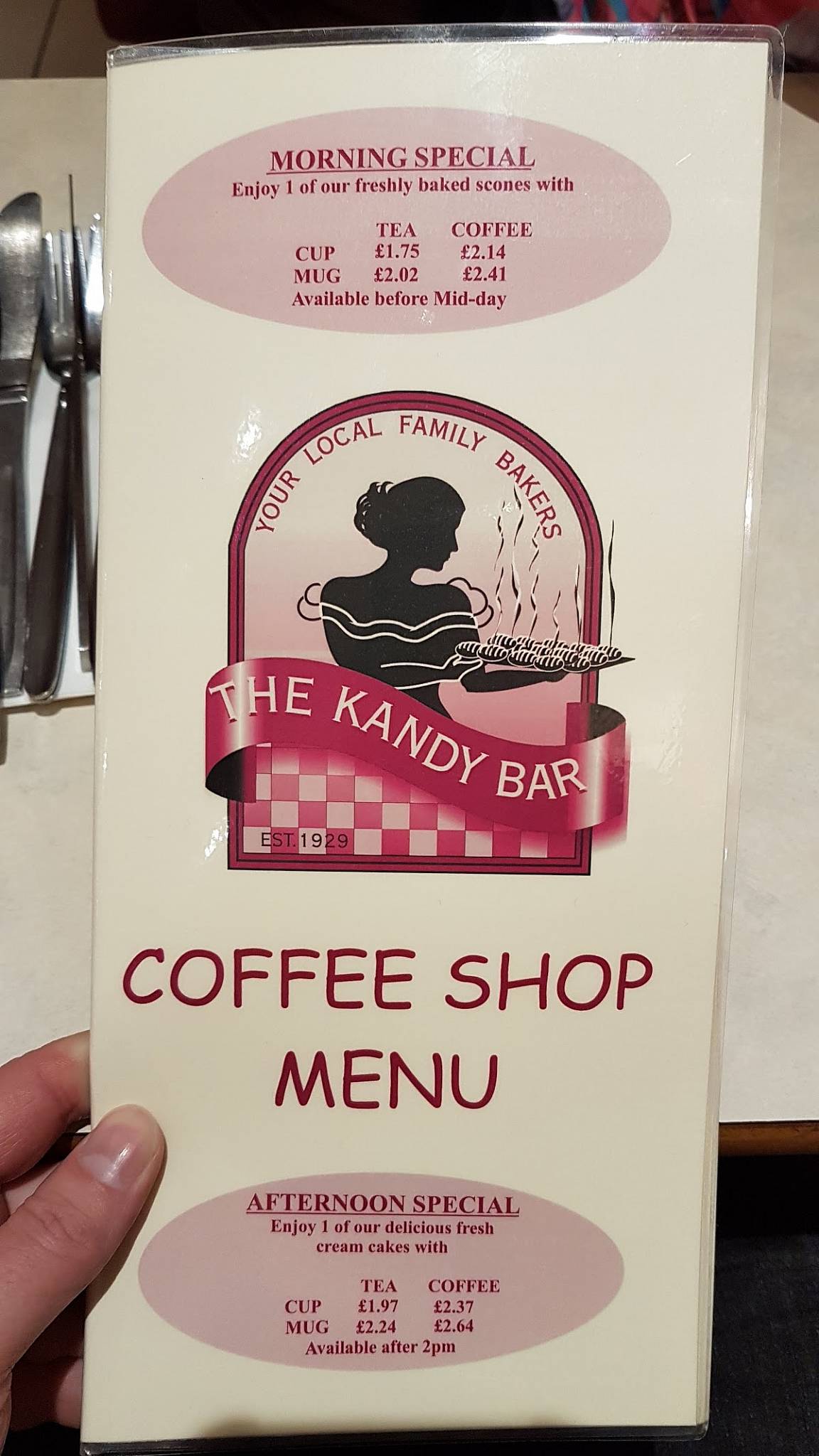 Menu at The Kandy Bar, Saltcoats