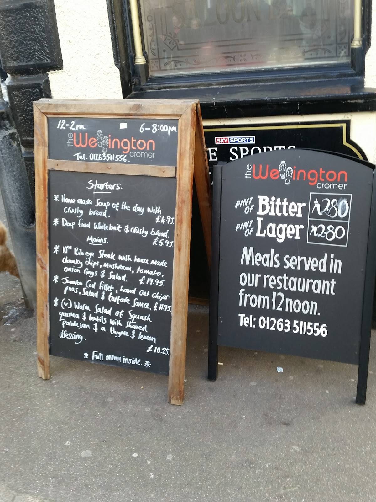 Menu at The Wellington pub & bar, Cromer