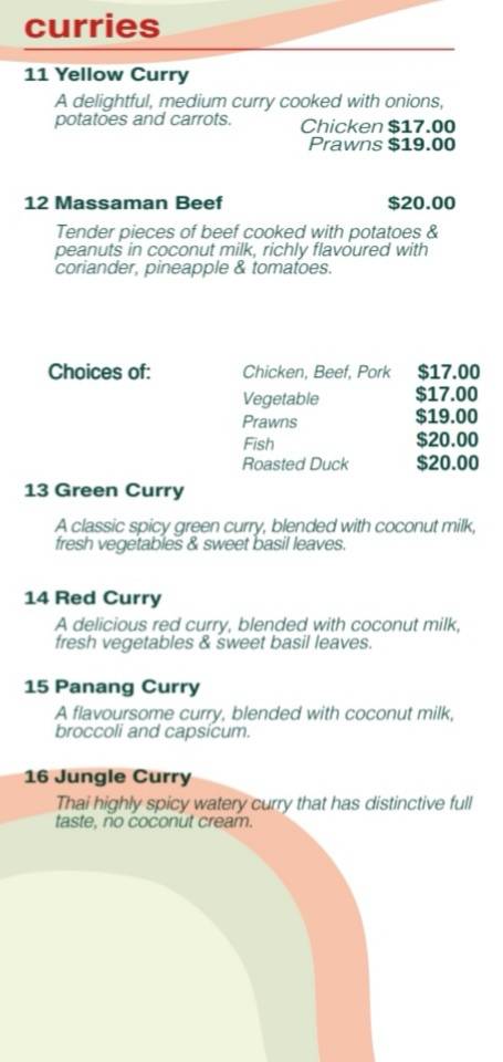 Menu at Aluntum Thai Take Away fast food, Samford Village