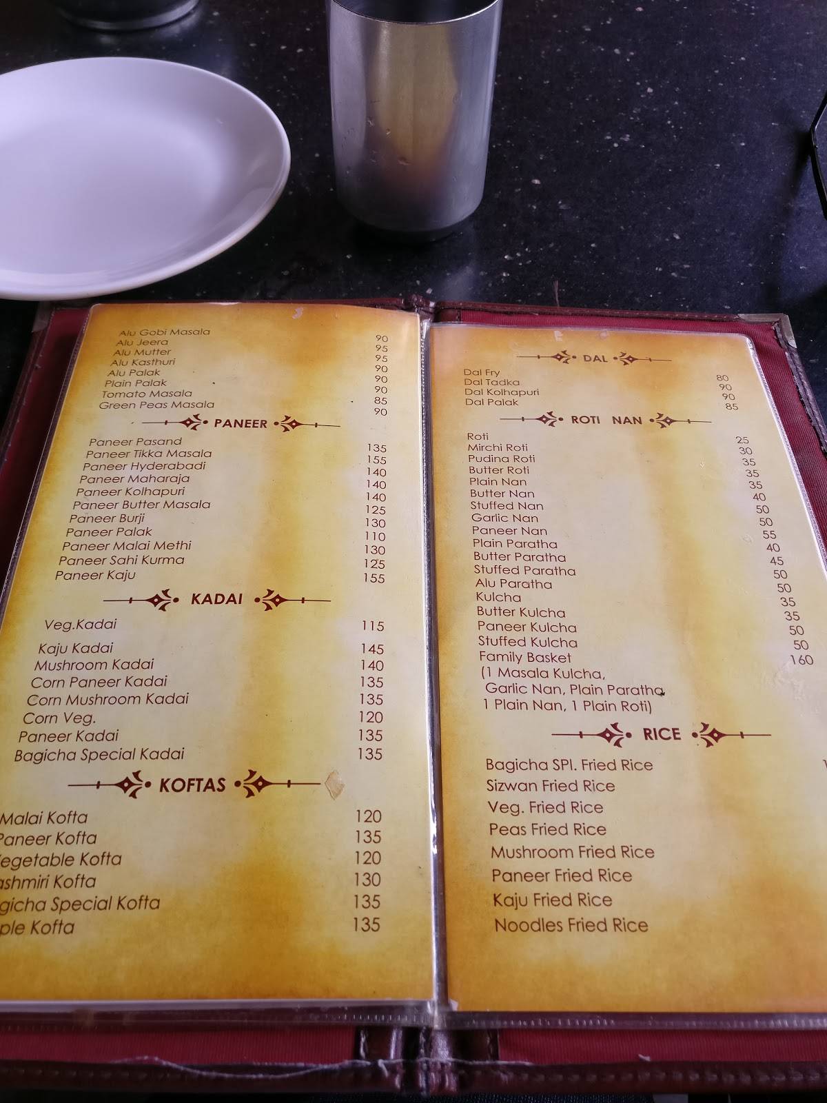 Menu at Bagicha Restaurant, Ballari