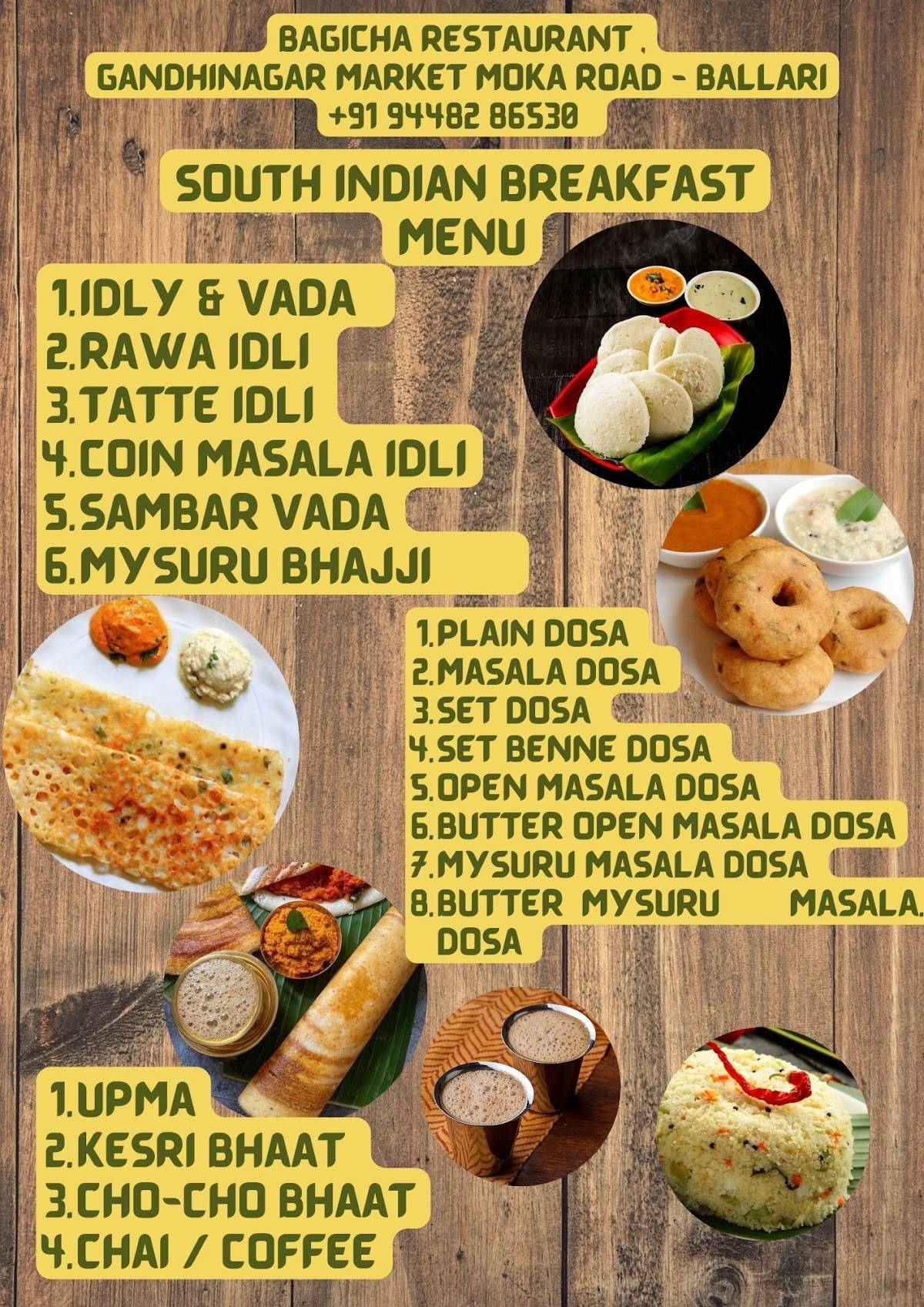 Menu at Bagicha Restaurant, Ballari