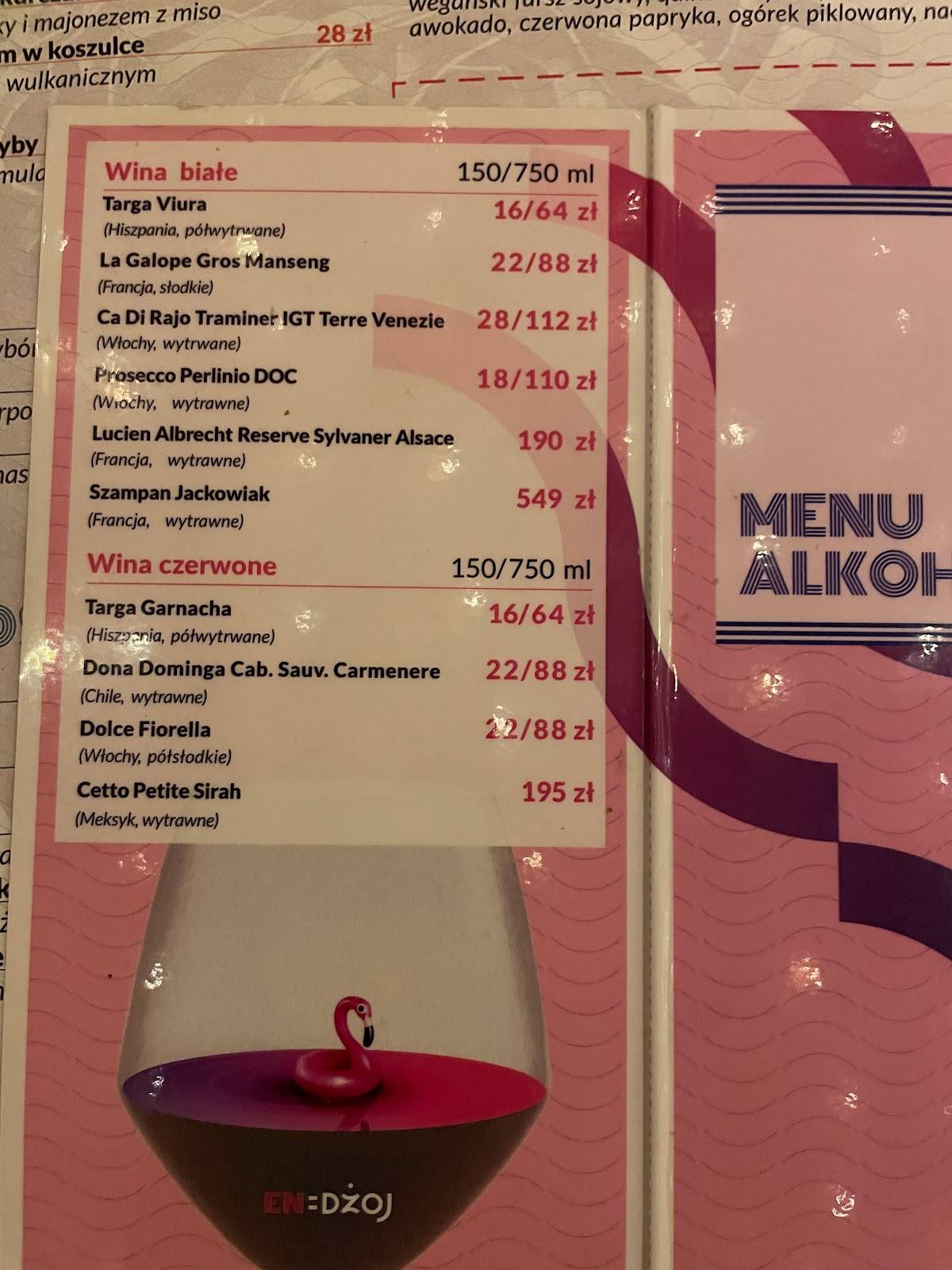 Menu at Dżoj & euPHOria restaurant, Bielsko-Biala