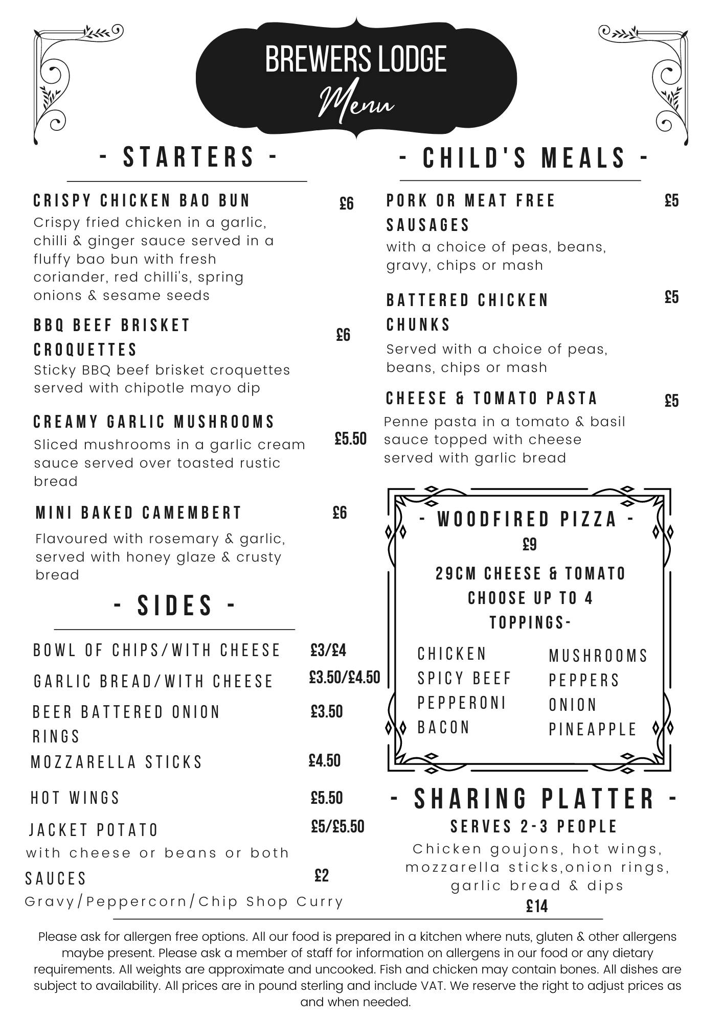 Menu at Brewers Lodge pub & bar, Blackwood