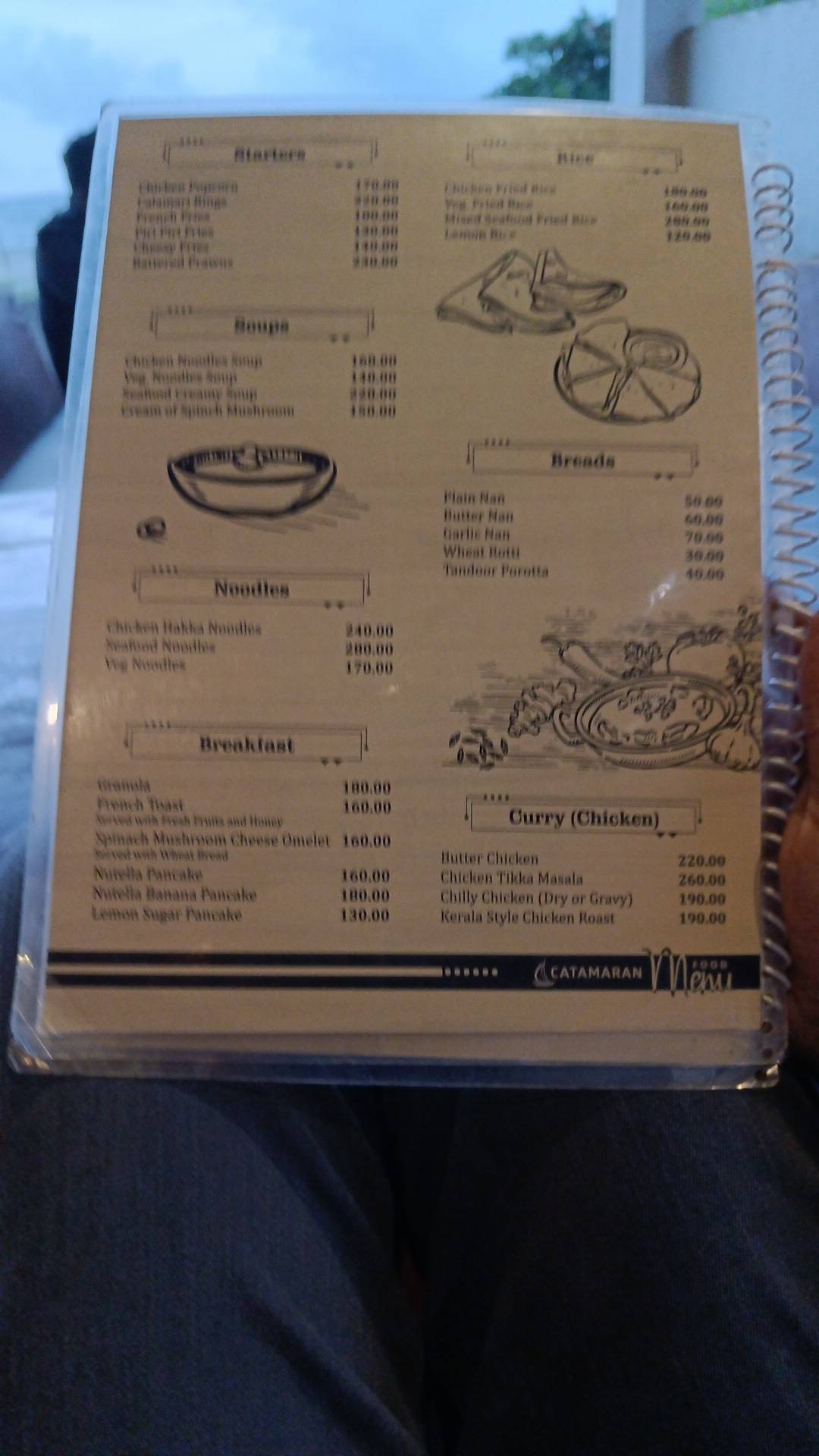 Menu at Cafe Catamaran, Alappuzha, Canal Ward