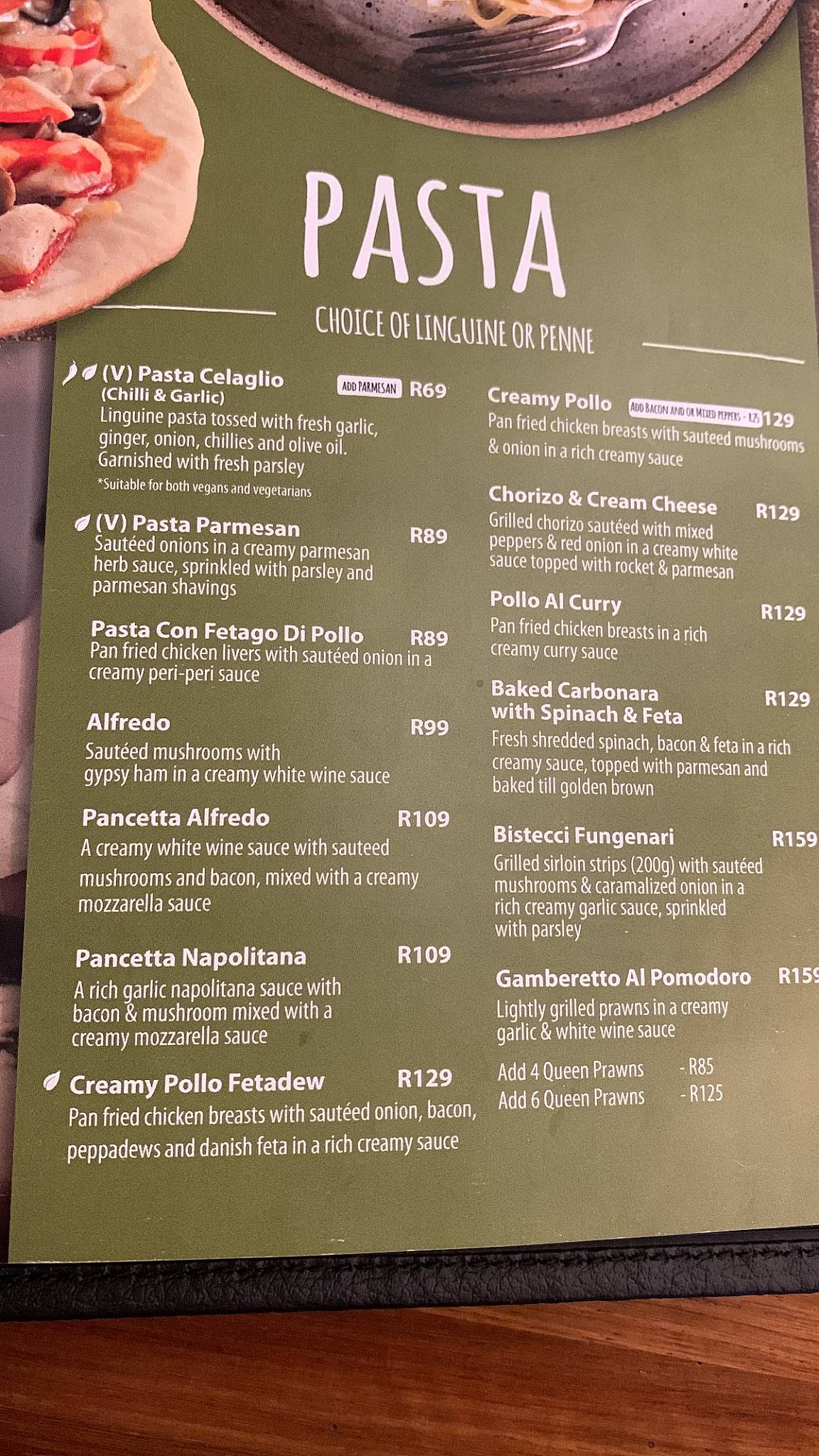 Menu at Café Neo restaurant, East London