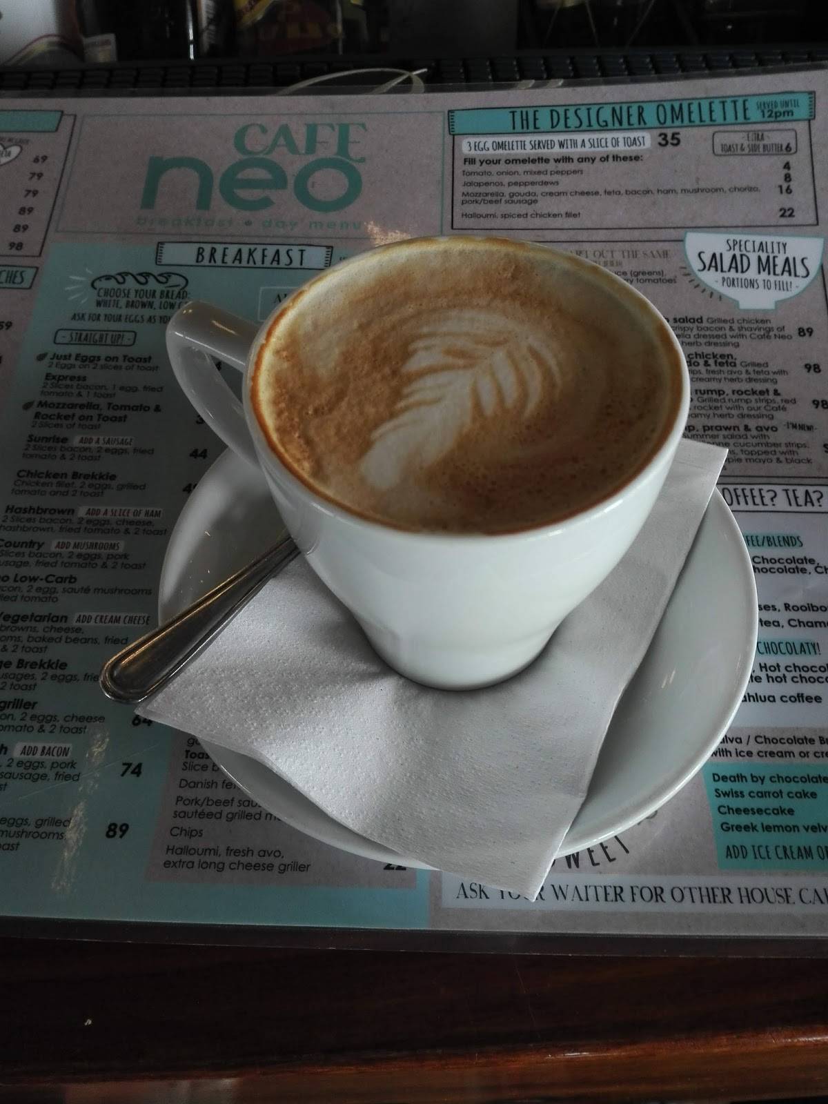 Menu at Café Neo restaurant, East London