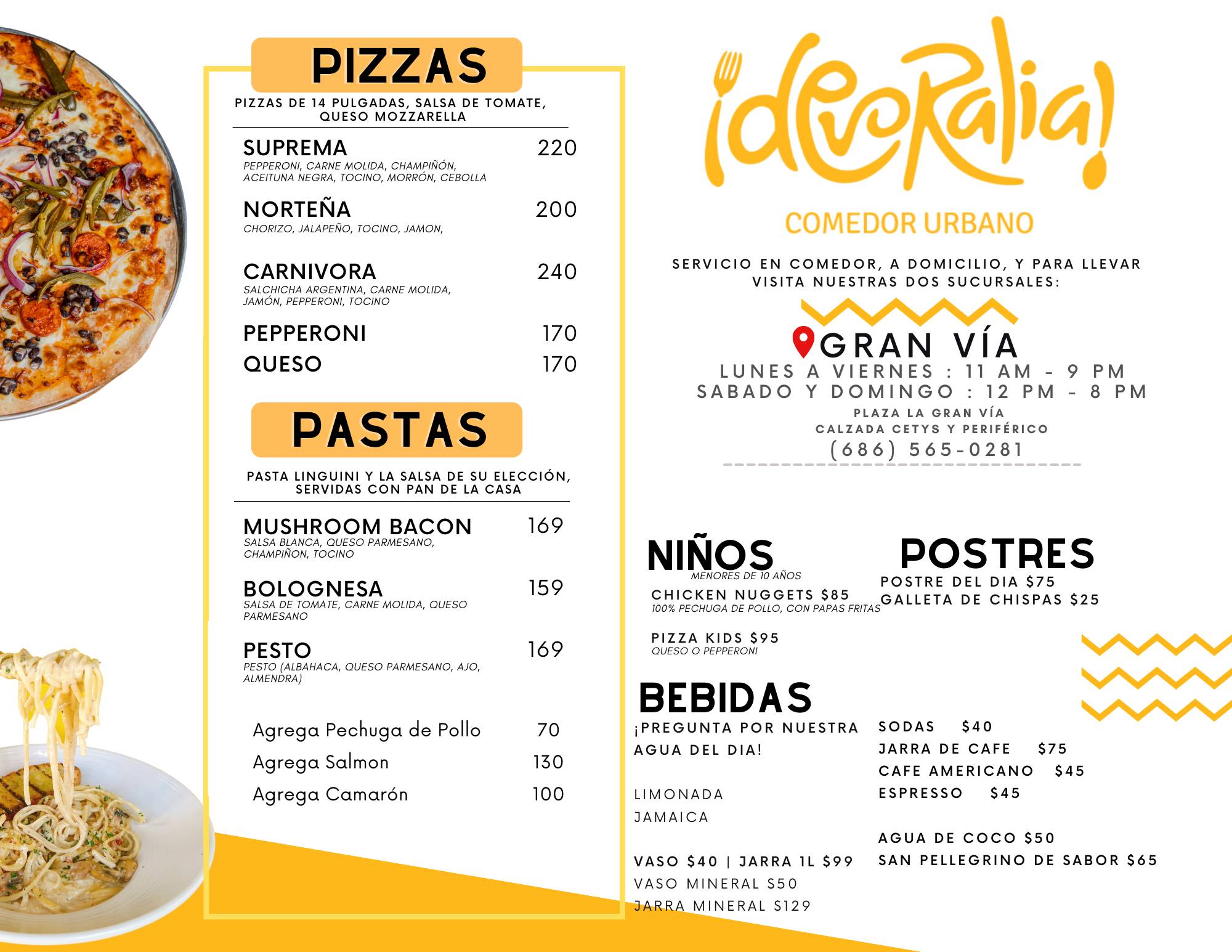 Menu at Devoralia restaurant, Mexicali, Calz. Cetys 1950