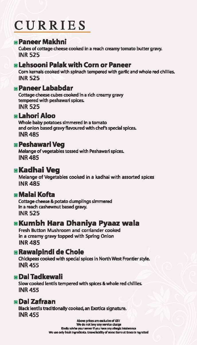 Menu at Exotica Hitech City, Hyderabad, Bizness Square