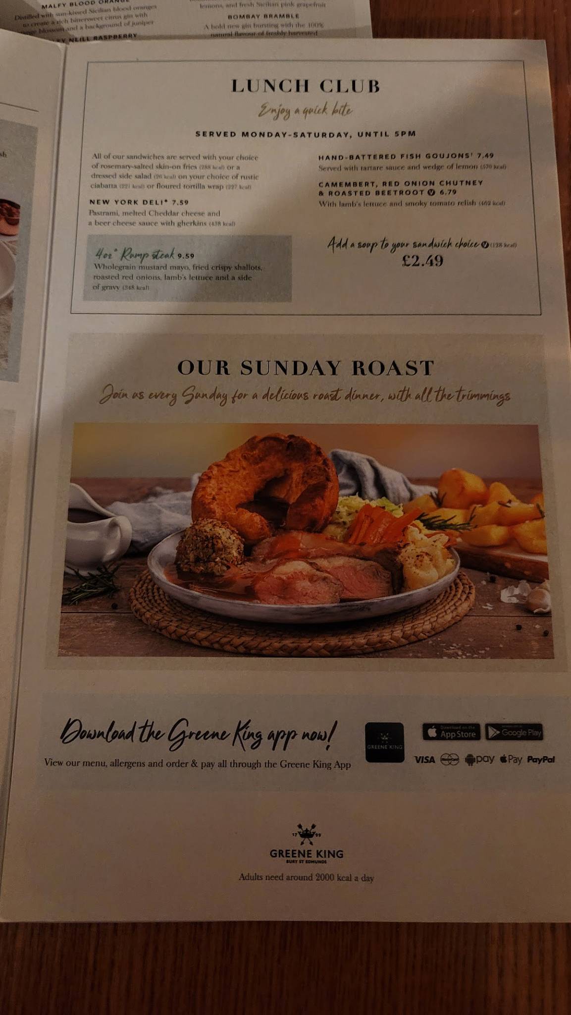 Menu at Old Ferry Boat pub & bar, Fenstanton, Holywell St Ives