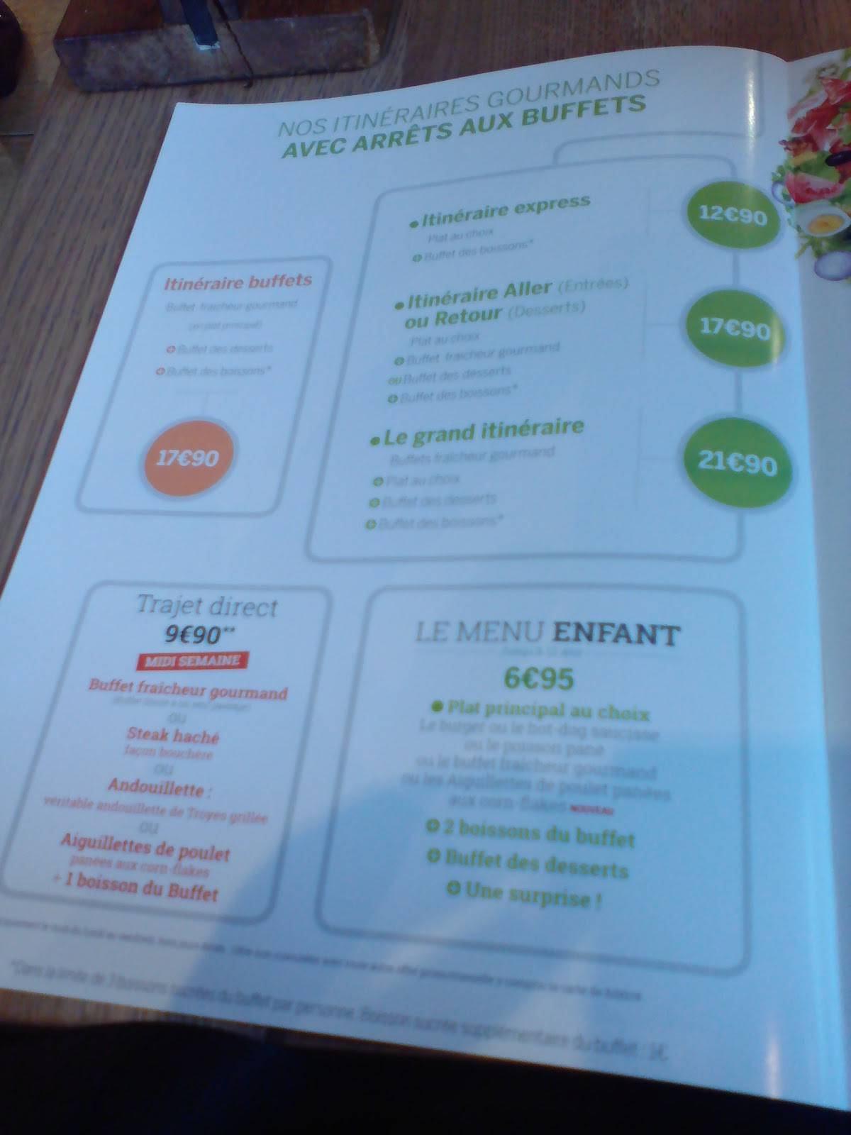 Menu au Crocodile restaurant, Petite-Forêt