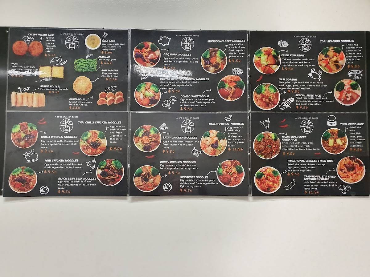Menu at A Spoonful of Sauce restaurant, Bundaberg Central
