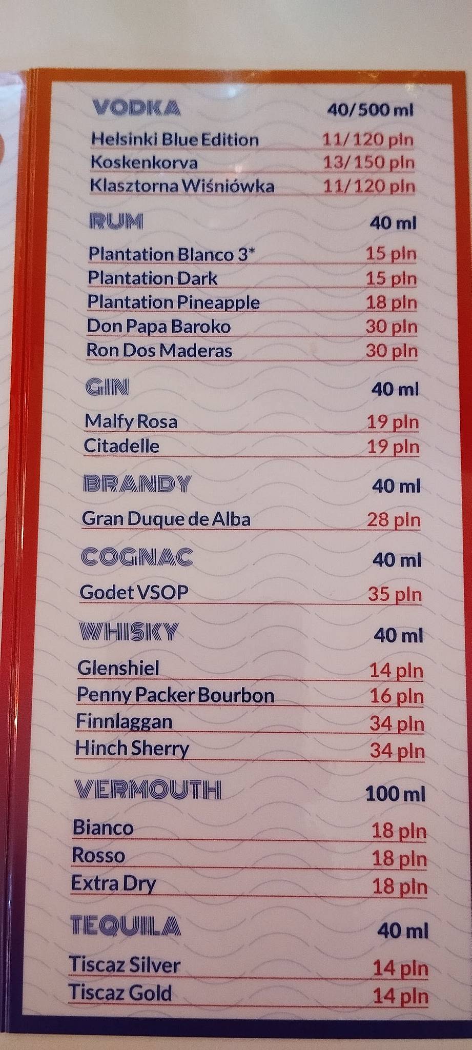 Menu at Dżoj & euPHOria restaurant, Bielsko-Biala
