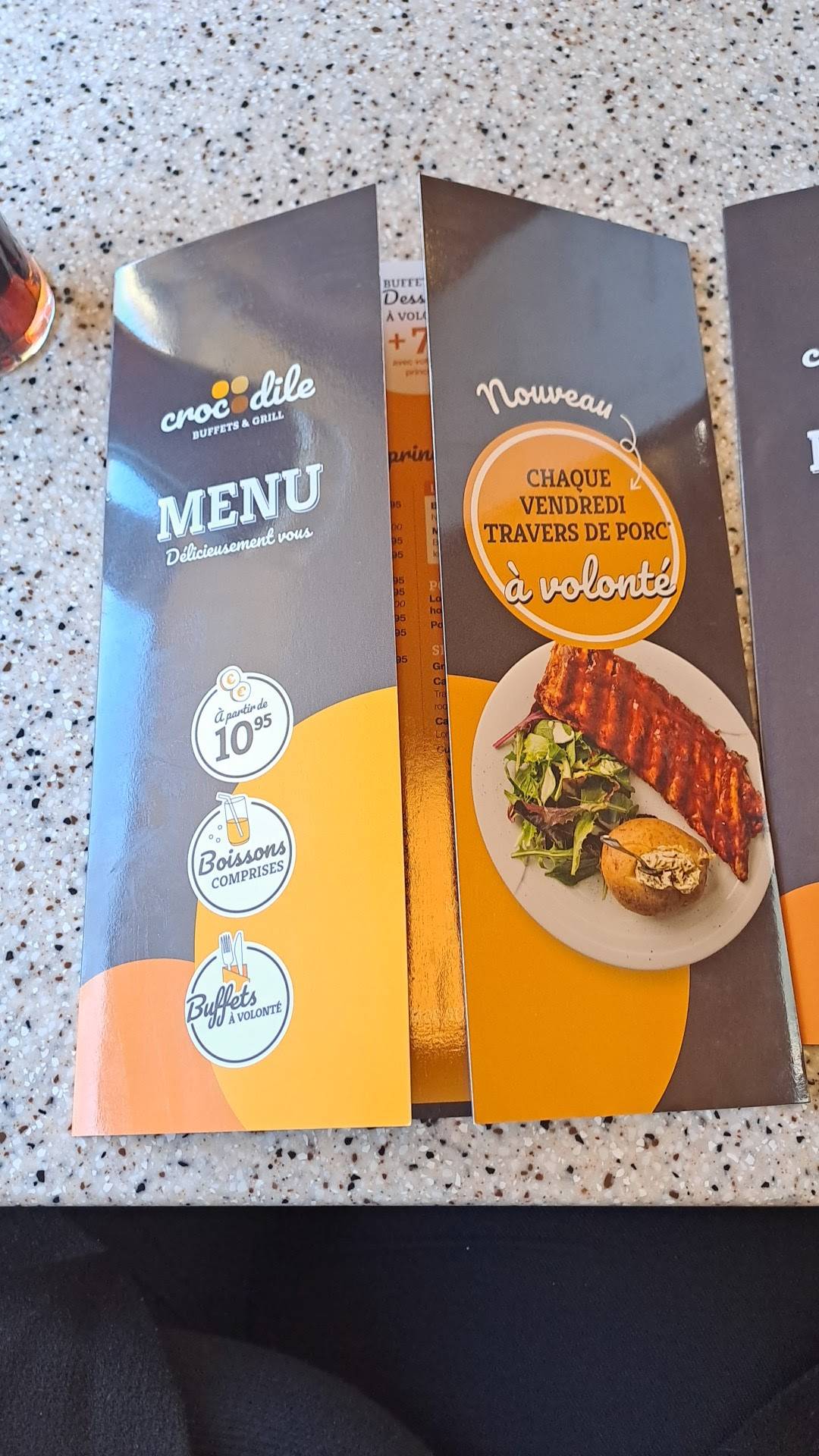 Menu au Crocodile restaurant, Petite-Forêt