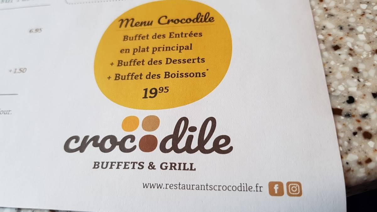 Menu au Crocodile restaurant, Petite-Forêt