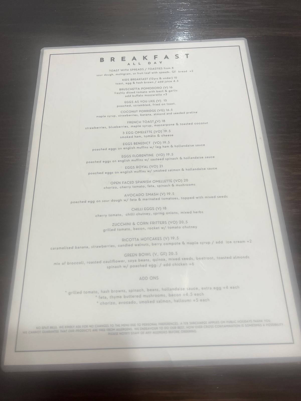 Menu at Sweet Lulus Cafe, Keilor