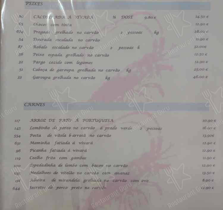 Menu em Restaurante Vivará, Bobadela