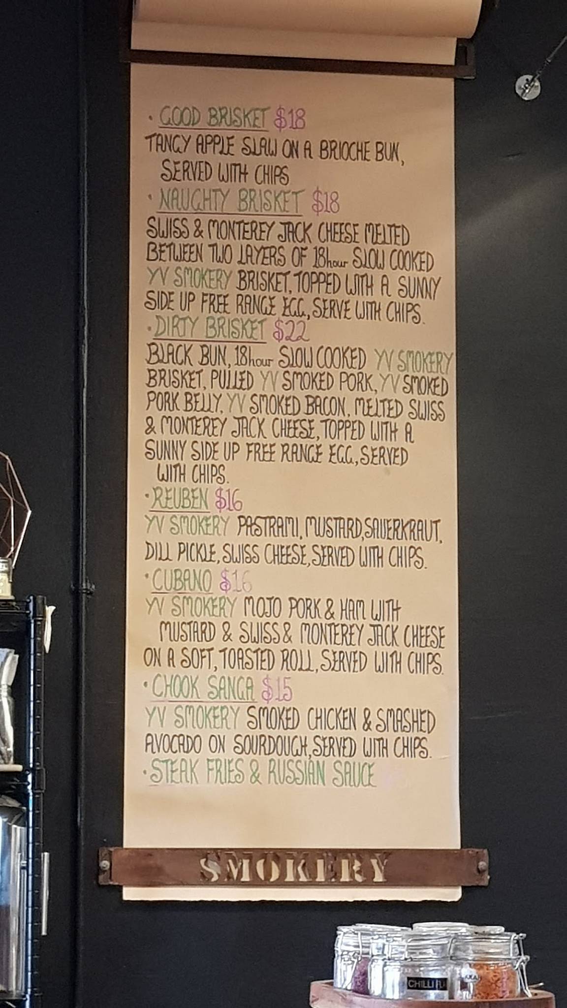 Menu at Yarra Valley Smokery cafe, Lilydale
