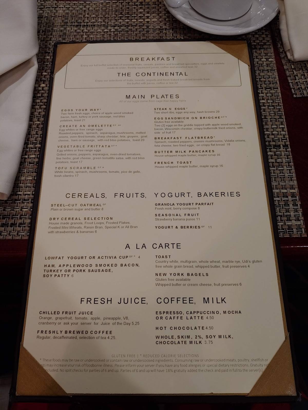 Menu at Andiamo restaurant, Chicago, N O'Hare Fld