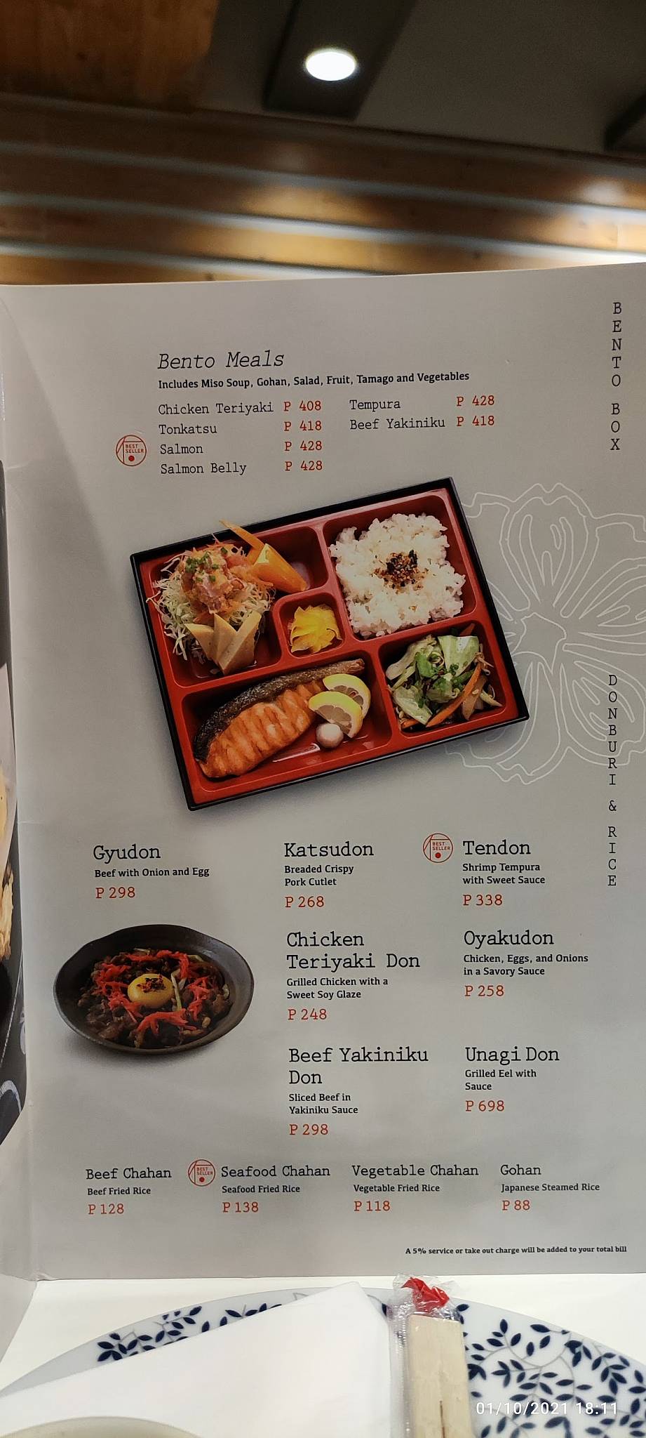 Menu at Chef Samurai Subic restaurant, Subic Bay Freeport Zone, Raymundo St