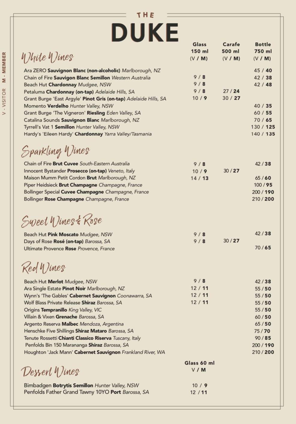Menu at The Duke of Dural pub & bar, Dural