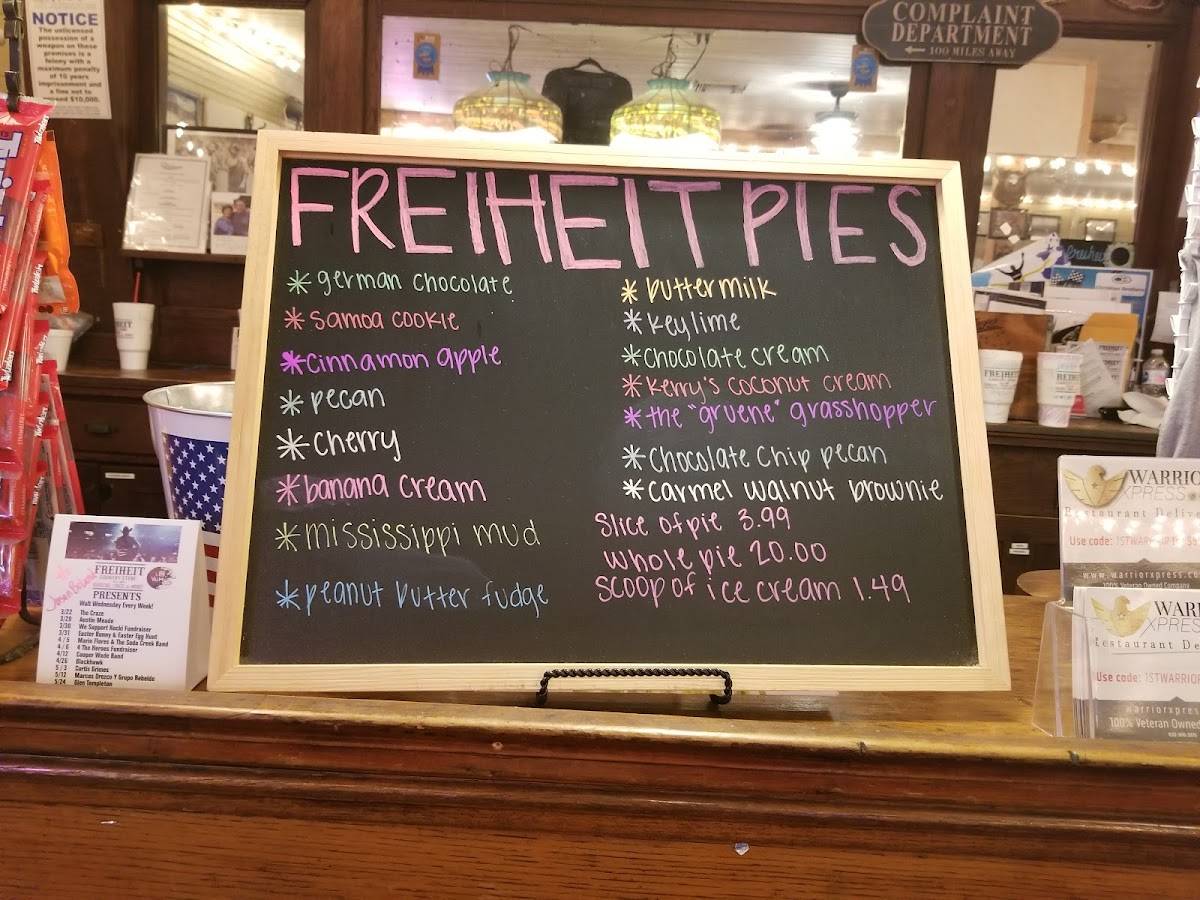 Surprising Freiheit Country Store Menu Gallery