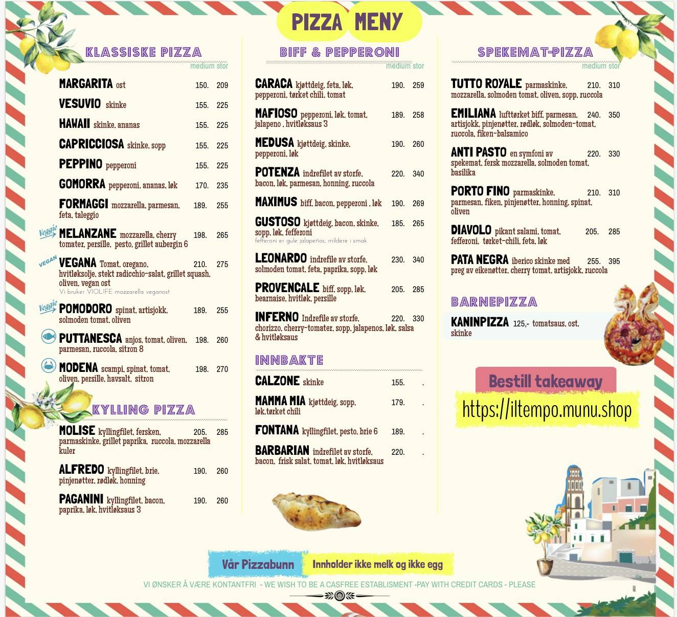 Menu at IL Tempo Grande restaurant, Bryne