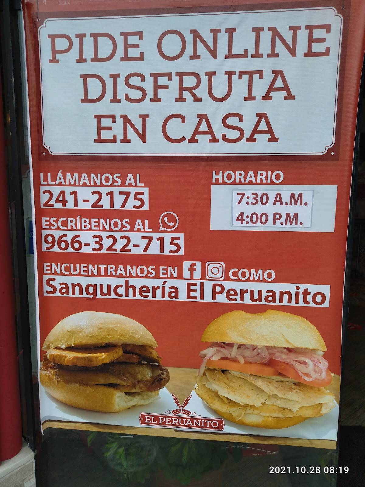 Carta del restaurante Sanguchería El Peruanito, Miraflores