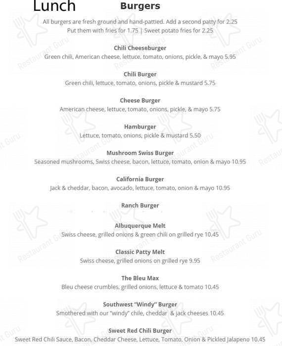 Menu at Owl Cafe, Albuquerque, 800 Eubank Blvd NE