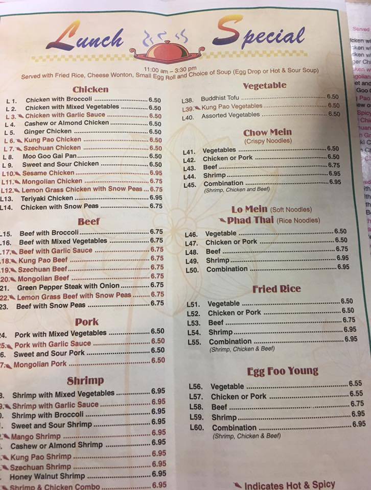 Menu at Pueblo Dragon restaurant, Pueblo, S Pueblo Blvd