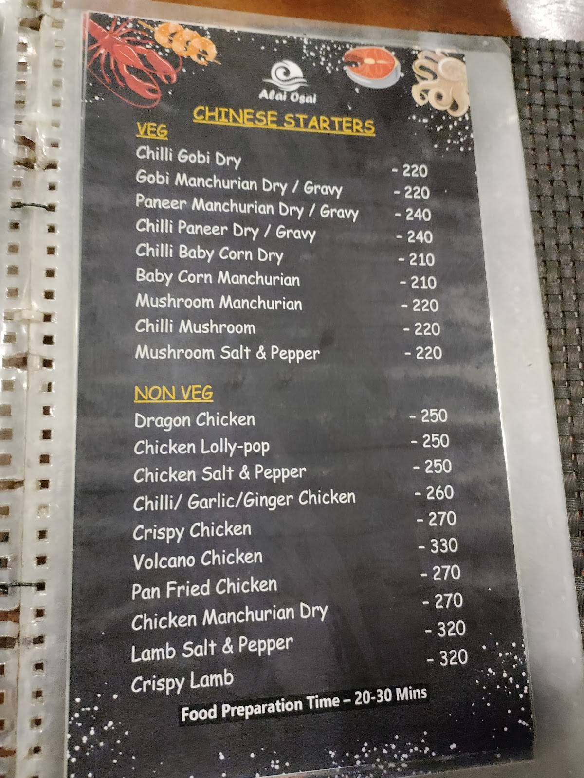 Menu at Alai Osai The Family Restaurant, Chennai