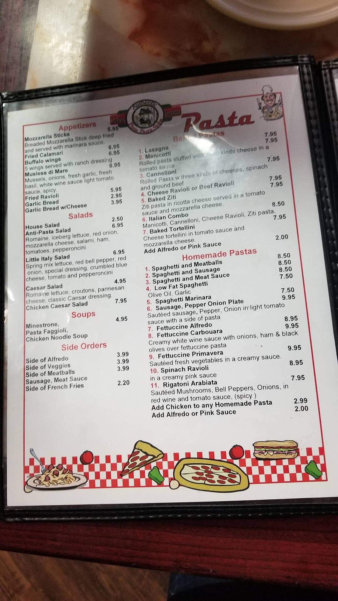 Menu at Ari's Little Italy Italian Restaurant, Glenwood