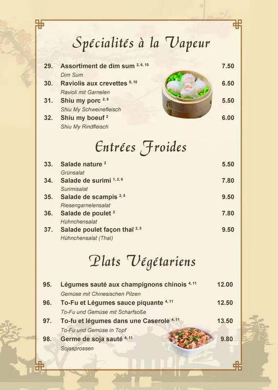 Speisekarte von Restaurant Chinois Dong Ya, Reisdorf