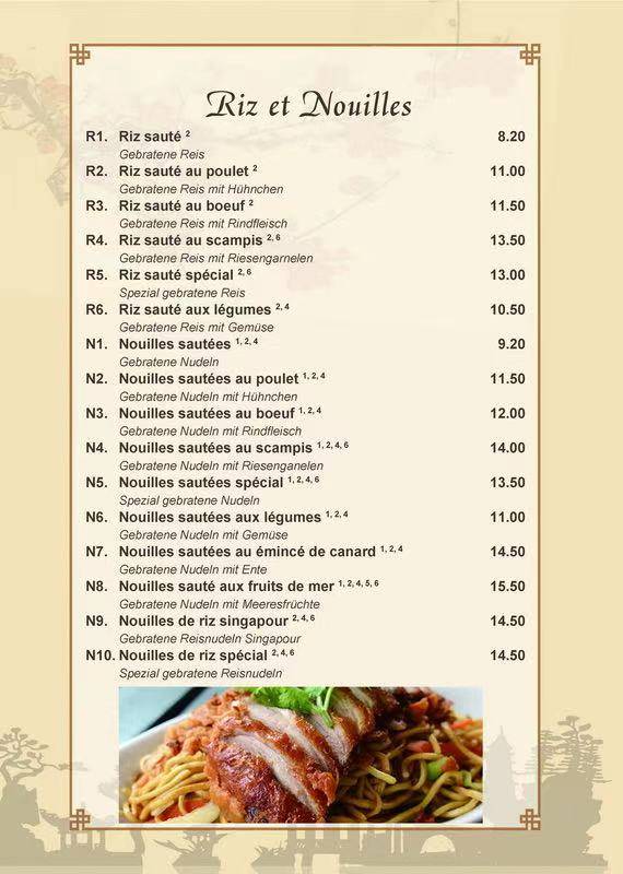 Speisekarte von Restaurant Chinois Dong Ya, Reisdorf