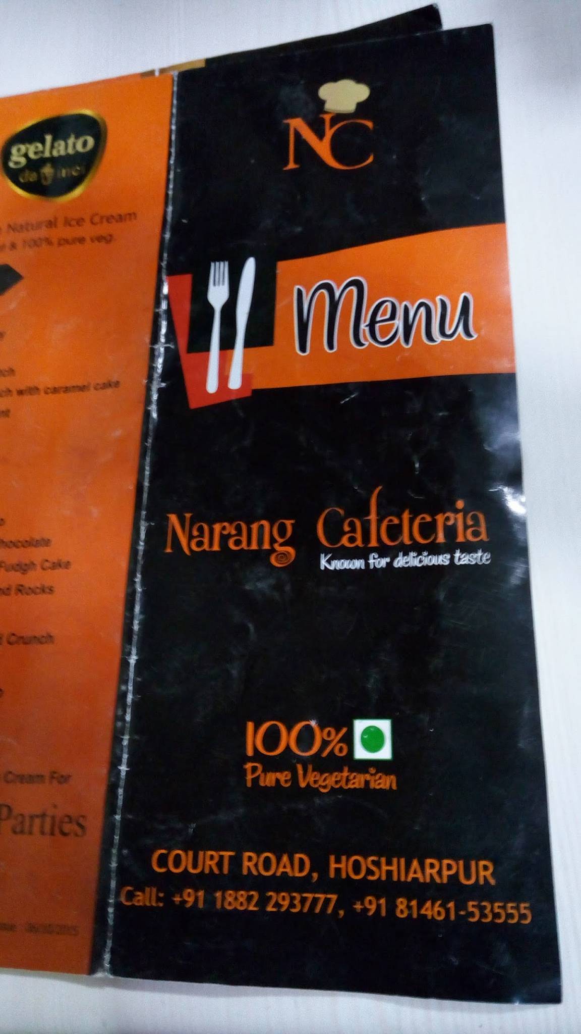 Menu at Narang Cafeteria, Hoshiarpur, Court Rd